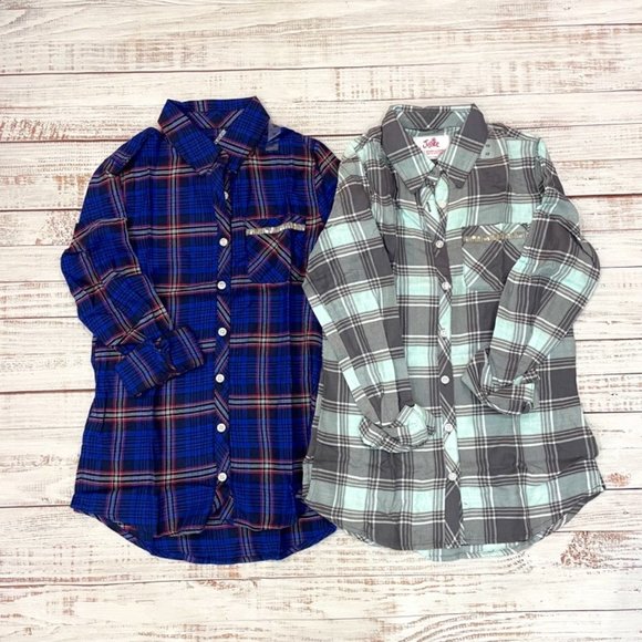Justice | Shirts & Tops | Girls Sparkle Plaid Button Up Shirt 2piece ...